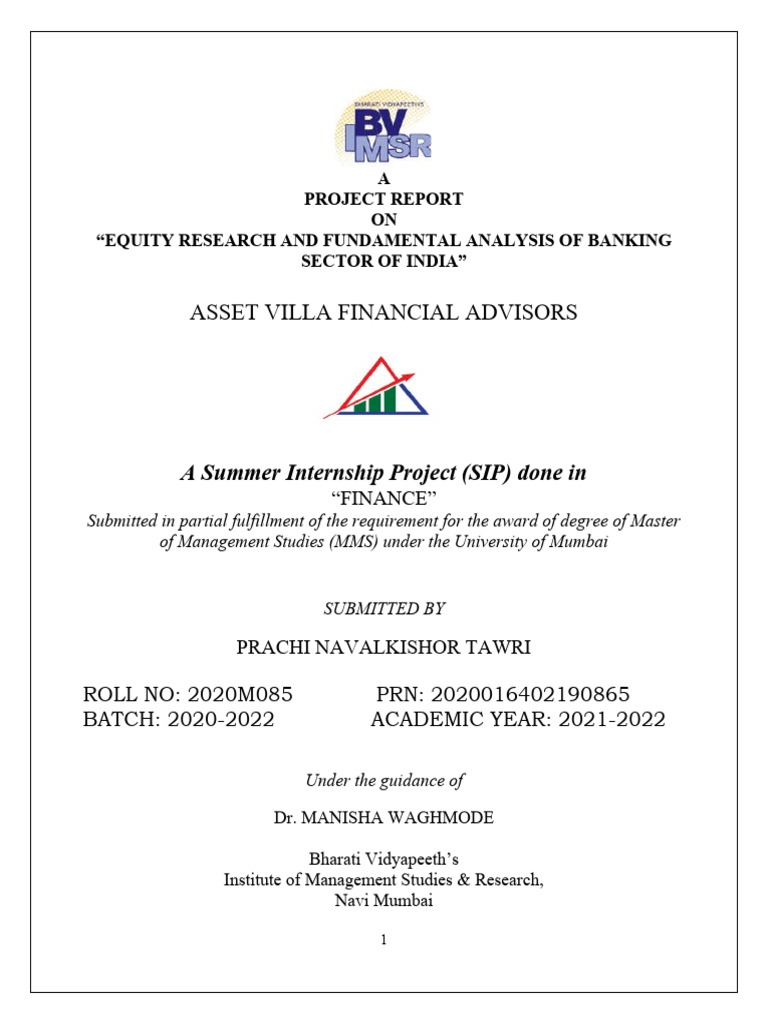 SIP Report-Prachi Navalkishor Tawri 22.docx XX | PDF | Stocks | Investing