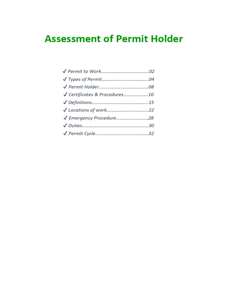 Assessment Of Permit Holder Pdf Risk Hazards