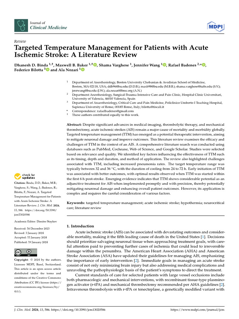 Targeted Temperature Management For Patients With Acute Ischemic Stroke ...