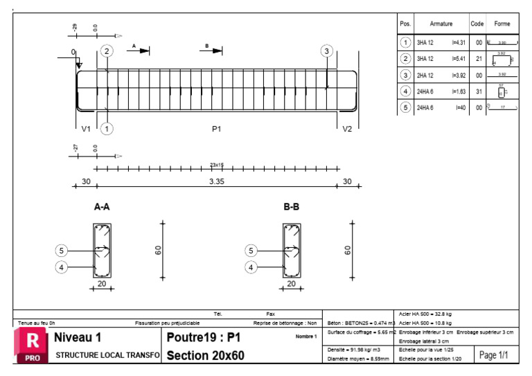 Plan de ferraillage poutre béton 3D | PDF | Matériaux de construction ...