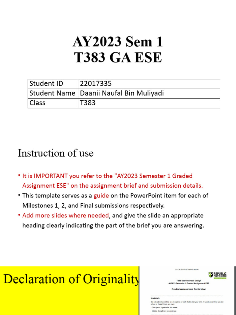 AY 2023 Sem 1 T383 ESE GA Submission | PDF | User Interface | User ...