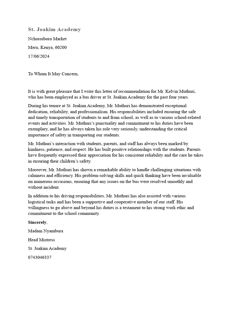 Bus Driver Recommendation | PDF | Social Science | Wellness