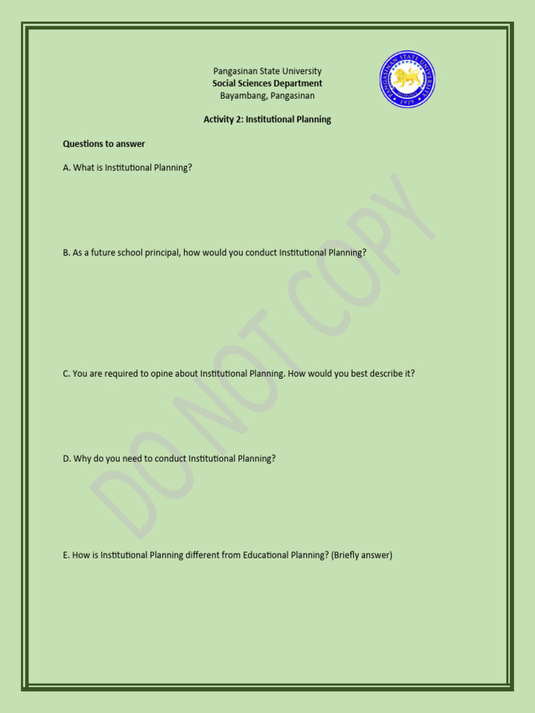 Understanding Institutional Planning in Education | PDF | Career & Growth