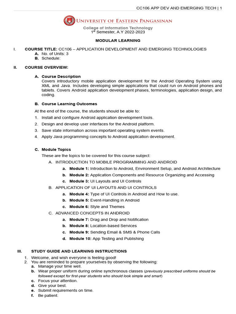 1.Prelim-Application Development and Emerging Tech | PDF | Android (Operating System) | Java ...