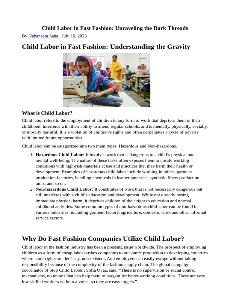 Child Labor in Fast Fashion Exposed | PDF | Child Labour | Labour Economics