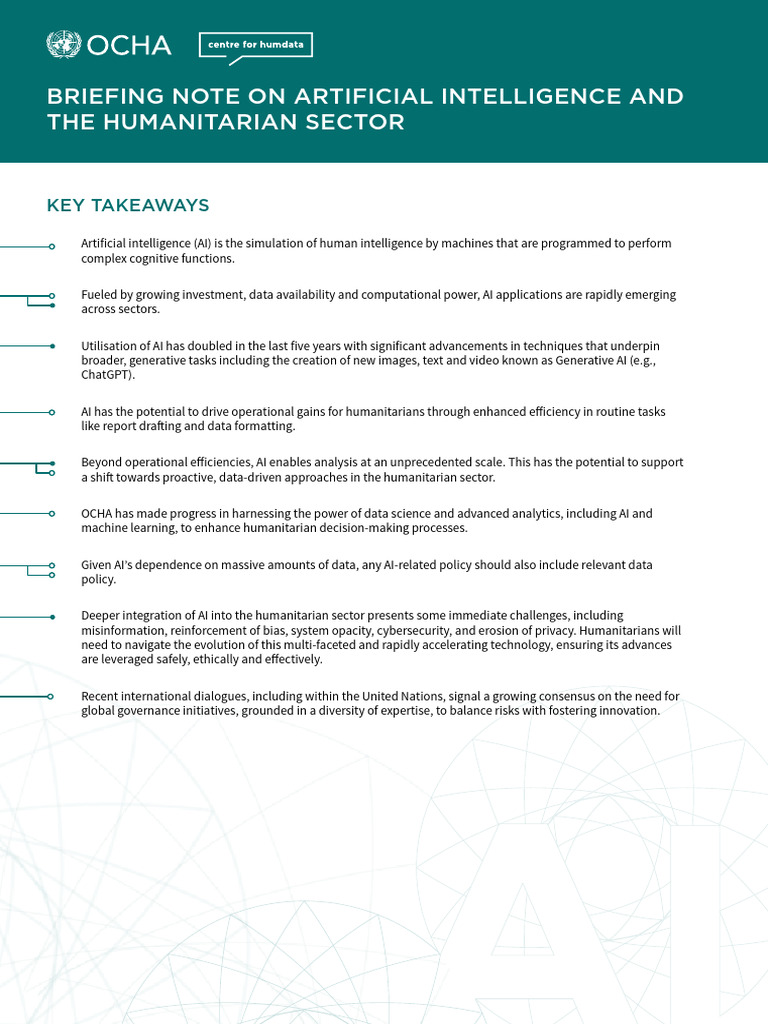 Briefing Note On Artificial Intelligence and The Humanitarian Sector ...