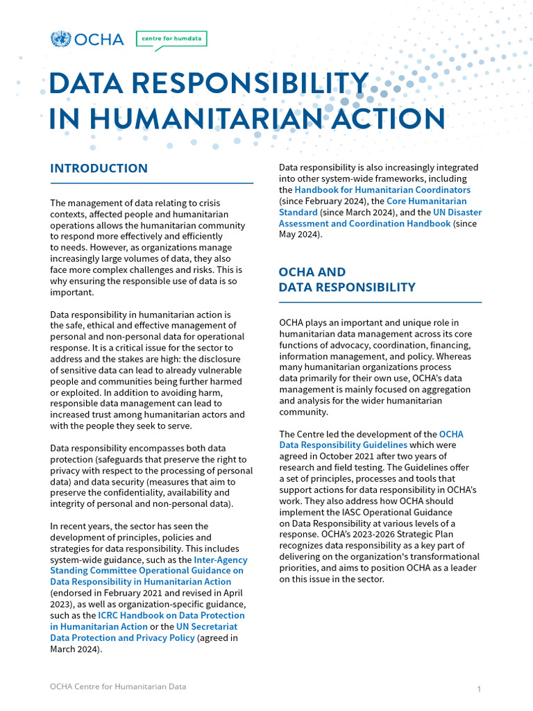 OCHA Data Responsibility Guidelines 2021 | PDF | Humanitarian Aid