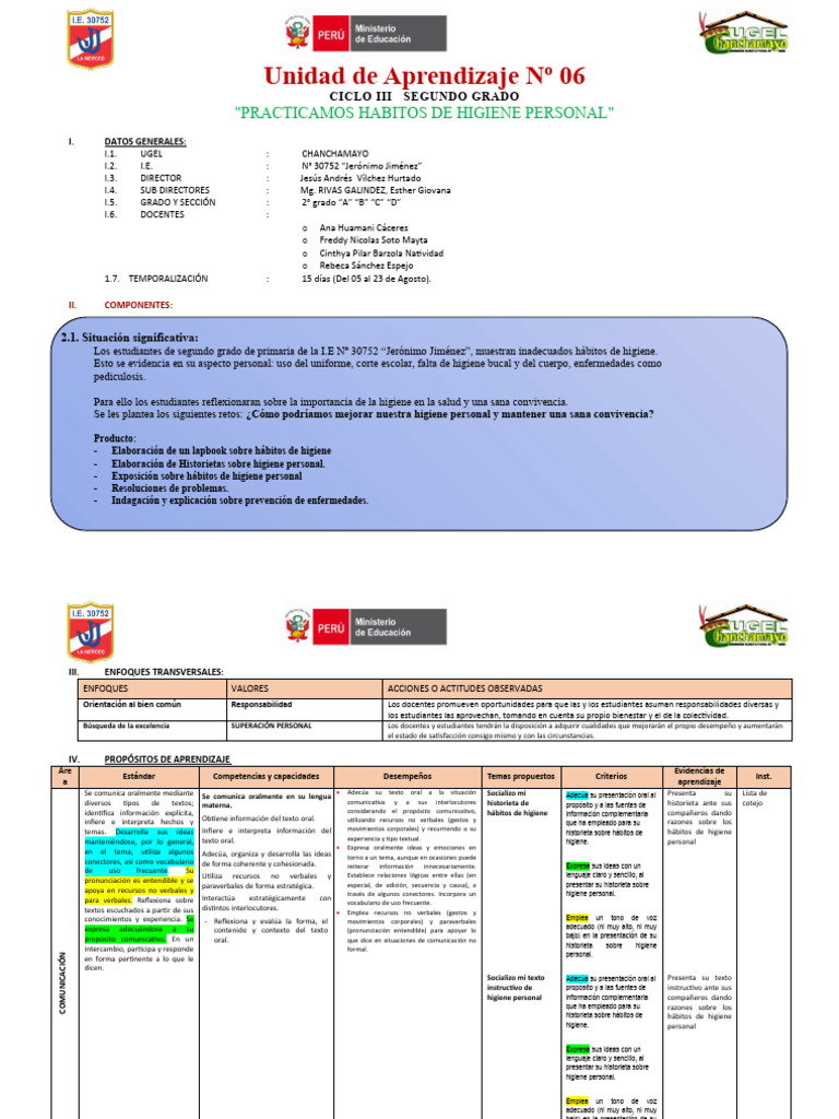 UNIDAD_DE_APRENDIZAJE_06_2º_grado_ok | PDF | Números | Comunicación