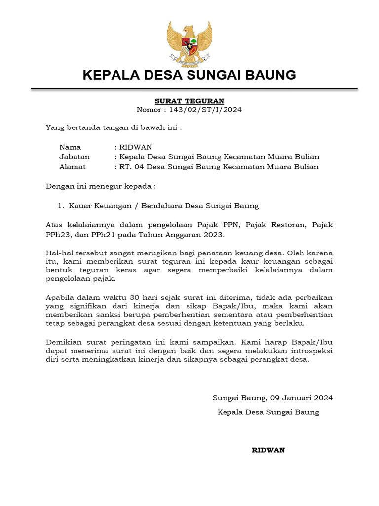 Surat Teguran Inspektorat | PDF