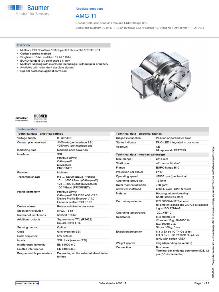 Baumer AMG-11 EN 20230816 DS | PDF | Computer Engineering | Electrical Engineering
