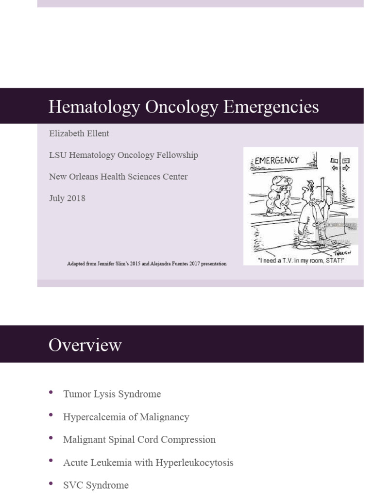 Heme Onc Emergencies | PDF | Causes Of Death | Diseases And Disorders