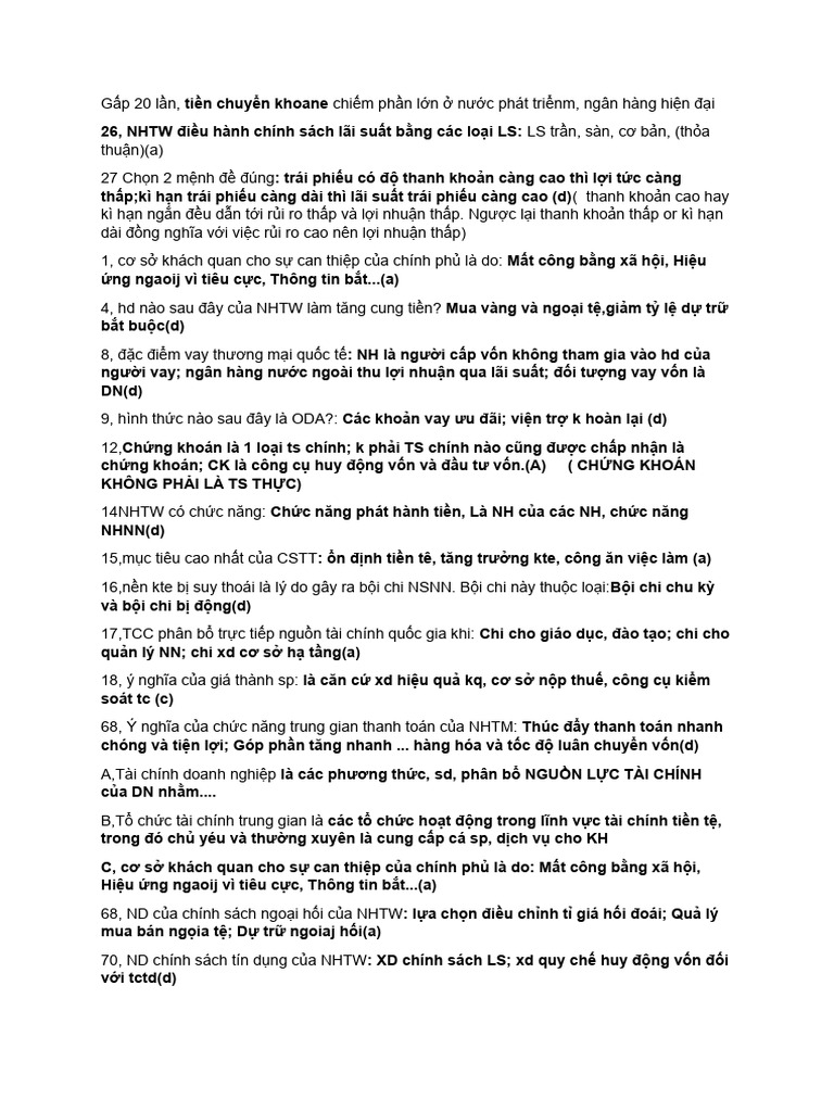 TCTT 1 Đáp Án | PDF