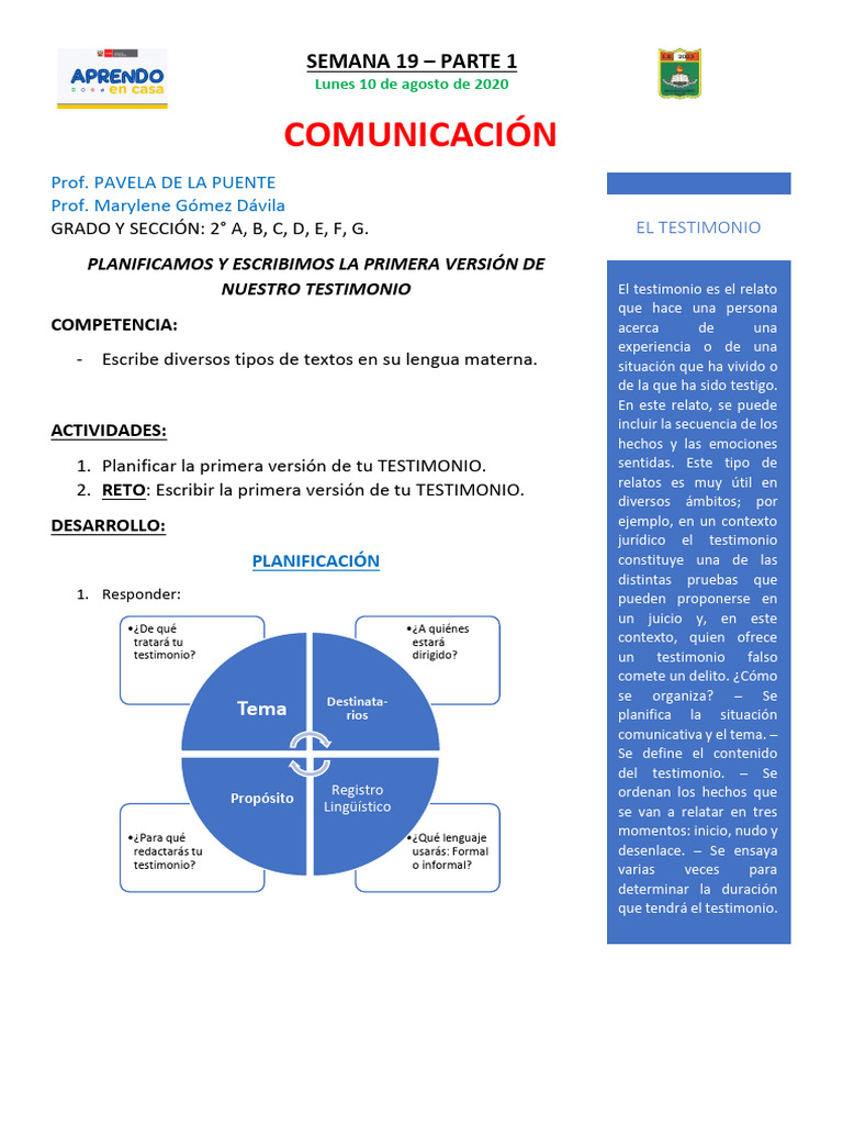 SEMANA 19 - EL TESTIMONIO | PDF | Testimonio | Comunicación humana