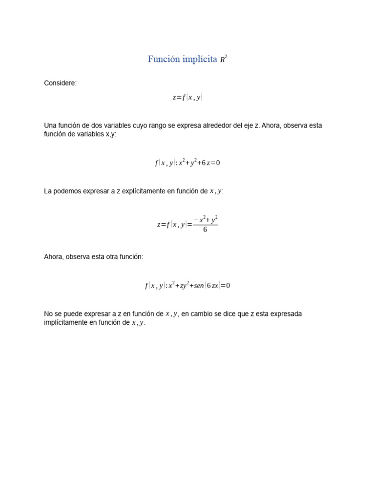 9 Funcion Implicita y Derivacion Implicita | PDF | Derivado | Función ...