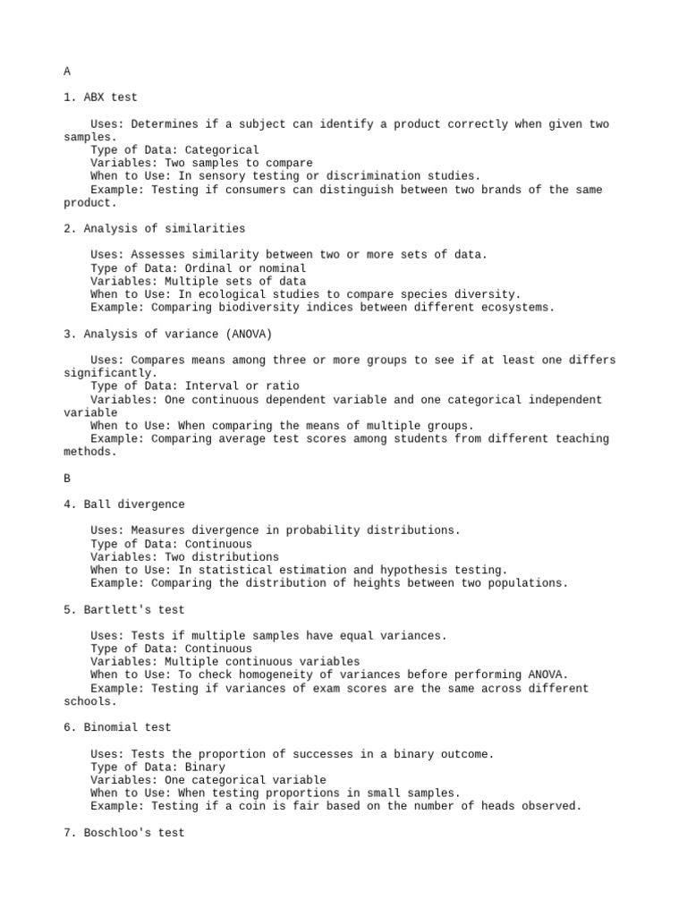 Statistical Tests | PDF | Regression Analysis | Categorical Variable