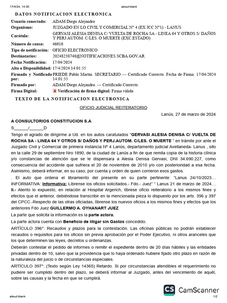 Oficio Reiteratorio Consultorios Constitucion | PDF | Gobierno