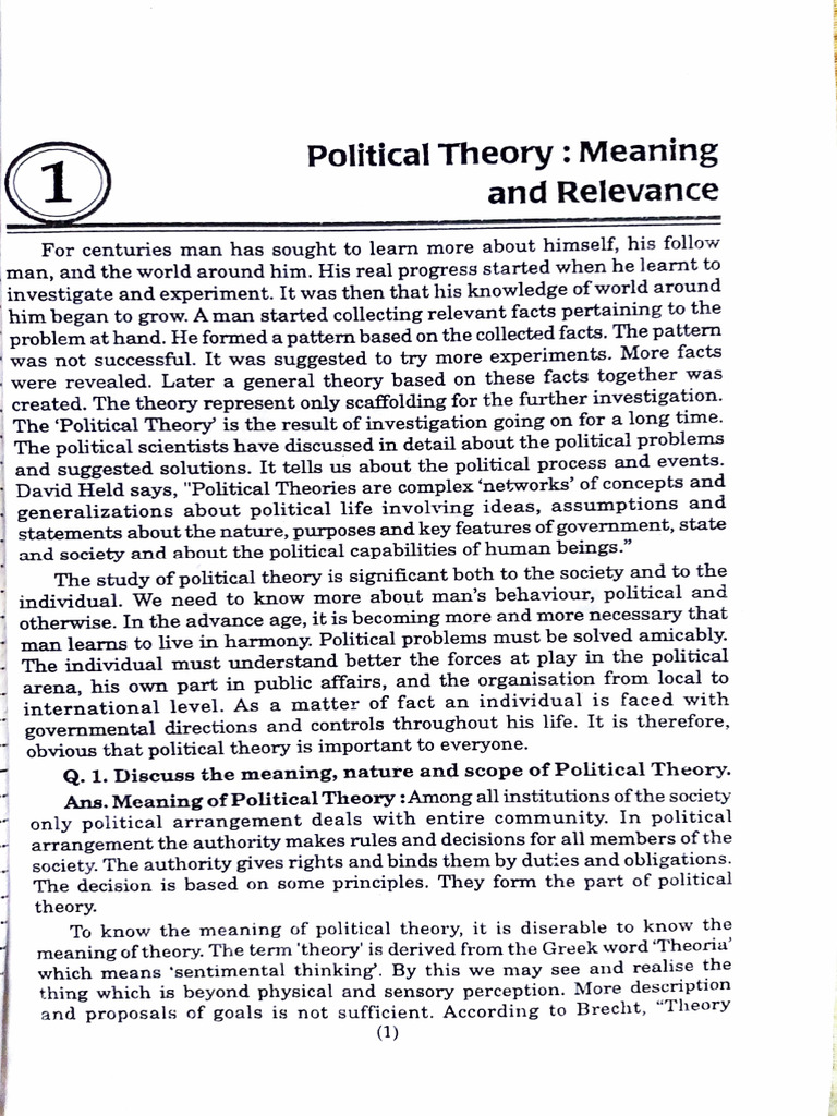 Political Theory Chapter 1 | PDF | Theory | Science