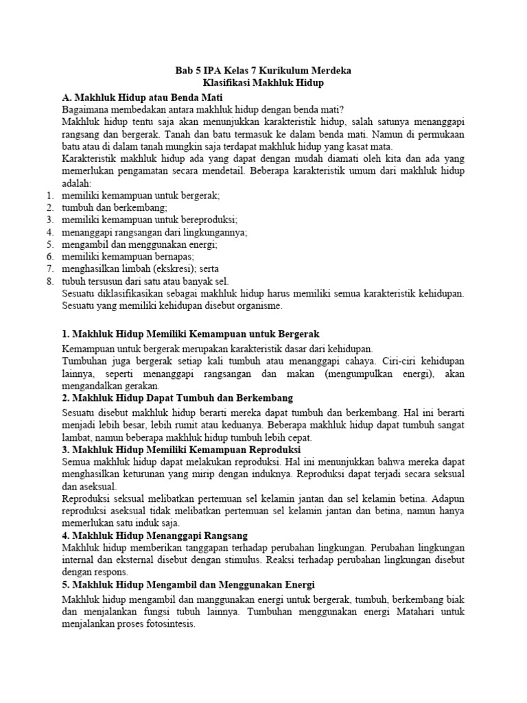 Bab 5 IPA Kelas 7 Kurikulum Merdeka | PDF | Sains & Matematika