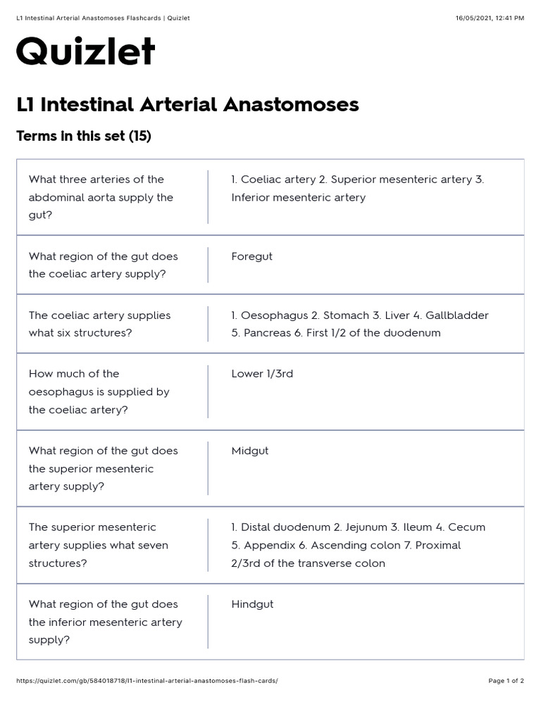 Intestinal Arterial Anastomoses Guide | PDF | Gastrointestinal Tract ...