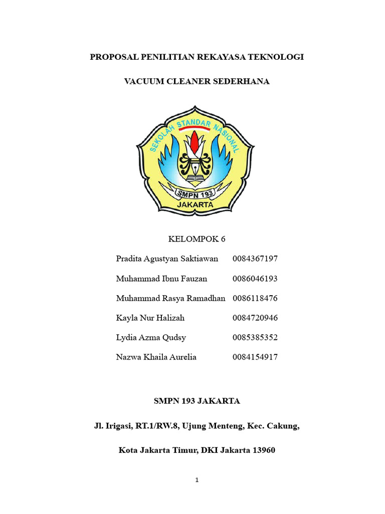 Proposal Kelompok 6 - Vacuum Cleaner | PDF