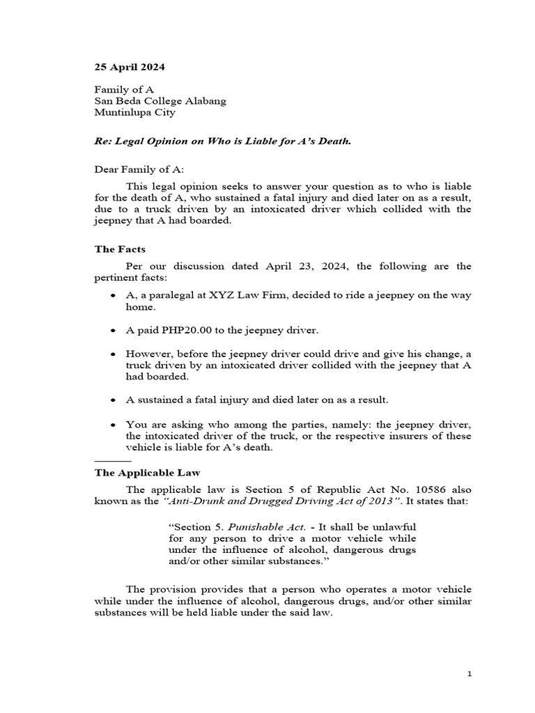 Intoxication Legal Opinion | PDF | Driving Under The Influence | Alcoholic Beverages