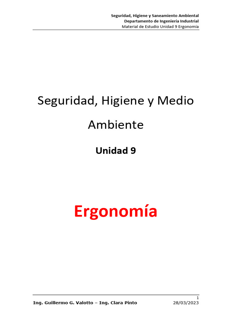 ME - U9 - Ergonomia | PDF | Factores humanos y ergonomía | Músculo