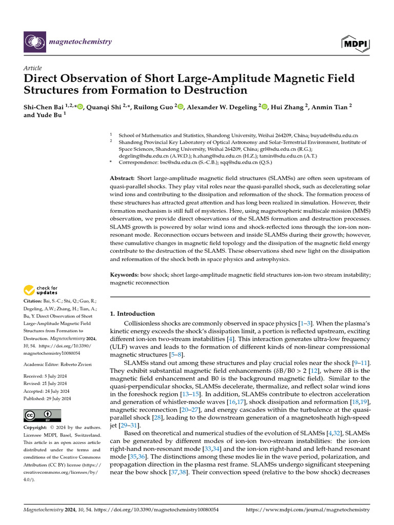 Direct Observation of Short Large-Amplitude Magnet | PDF | Waves | Solar Wind