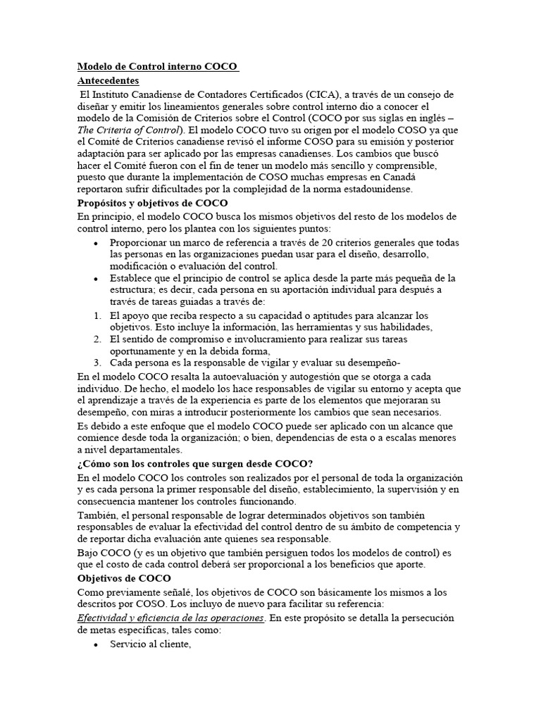 Modelos de Control Interno - COCO y Cadbury | PDF | Auditoría | Business