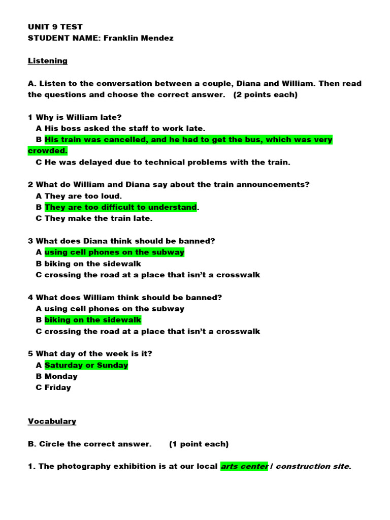 Unit - 9 - Test Evolve | PDF | Language Arts & Discipline | Foreign ...