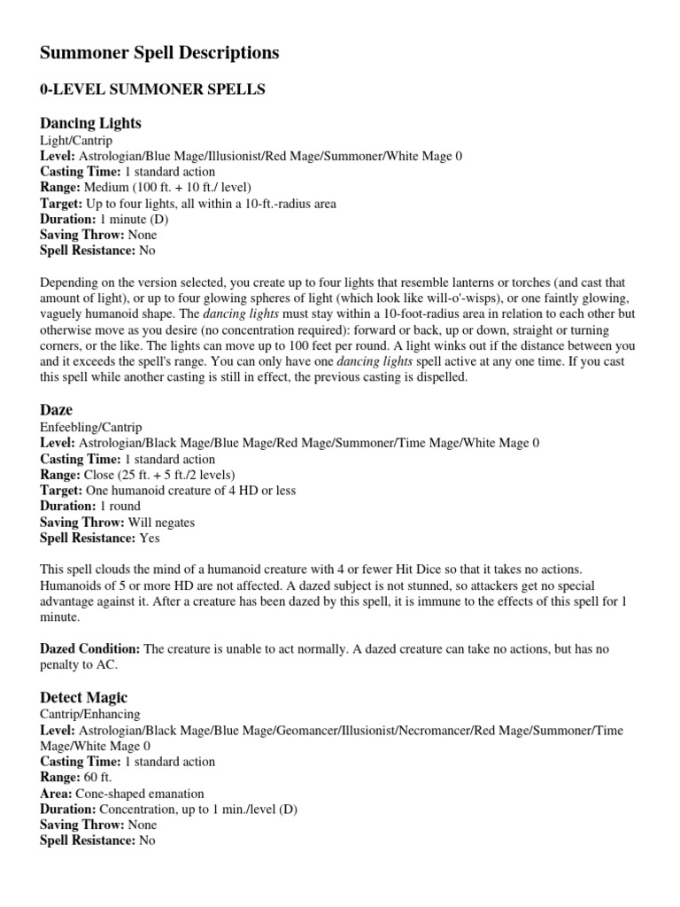 Beginner Summoner Spells Guide | PDF | Magician (Fantasy)