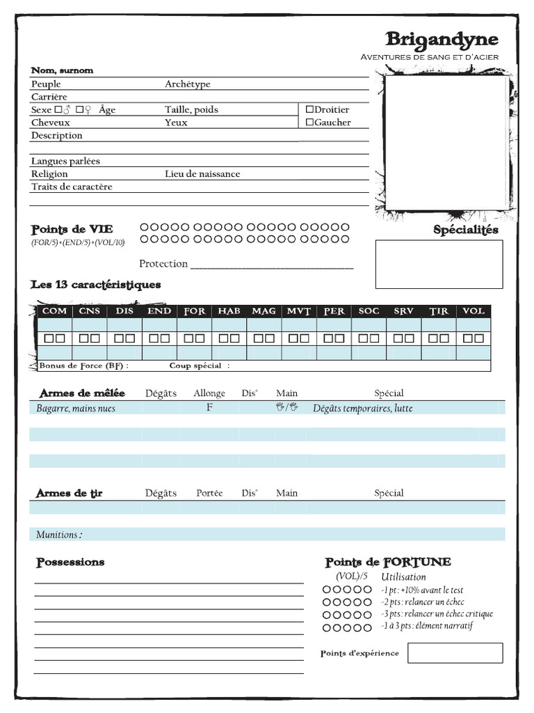 Fiche Perso Brygandine | PDF