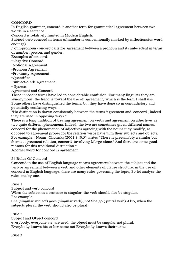 Concord Note | PDF | Plural | Grammatical Number
