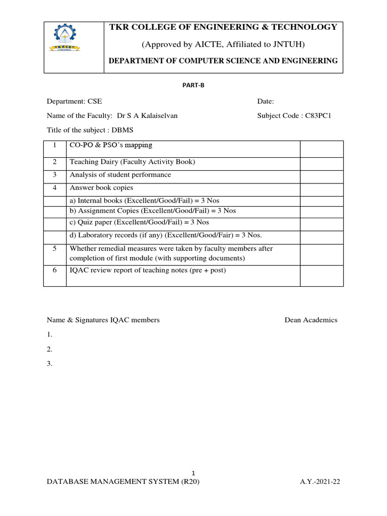 DBMS Ii-Ii-2021-22 (R20) - Part-B | PDF | Databases | Science