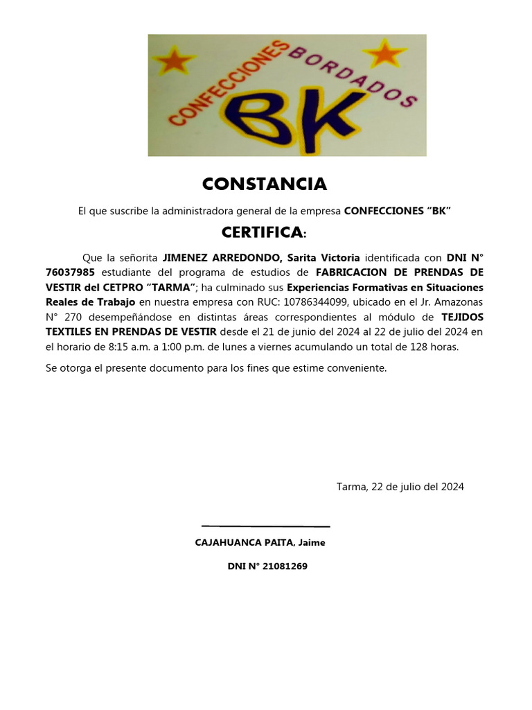Modelo de Constancia Docx | PDF