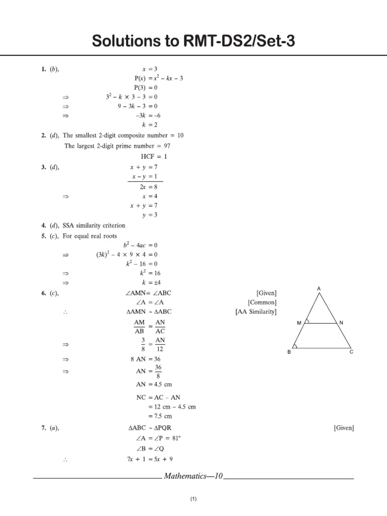 Mathematics 10 DS2 Set-3 | PDF