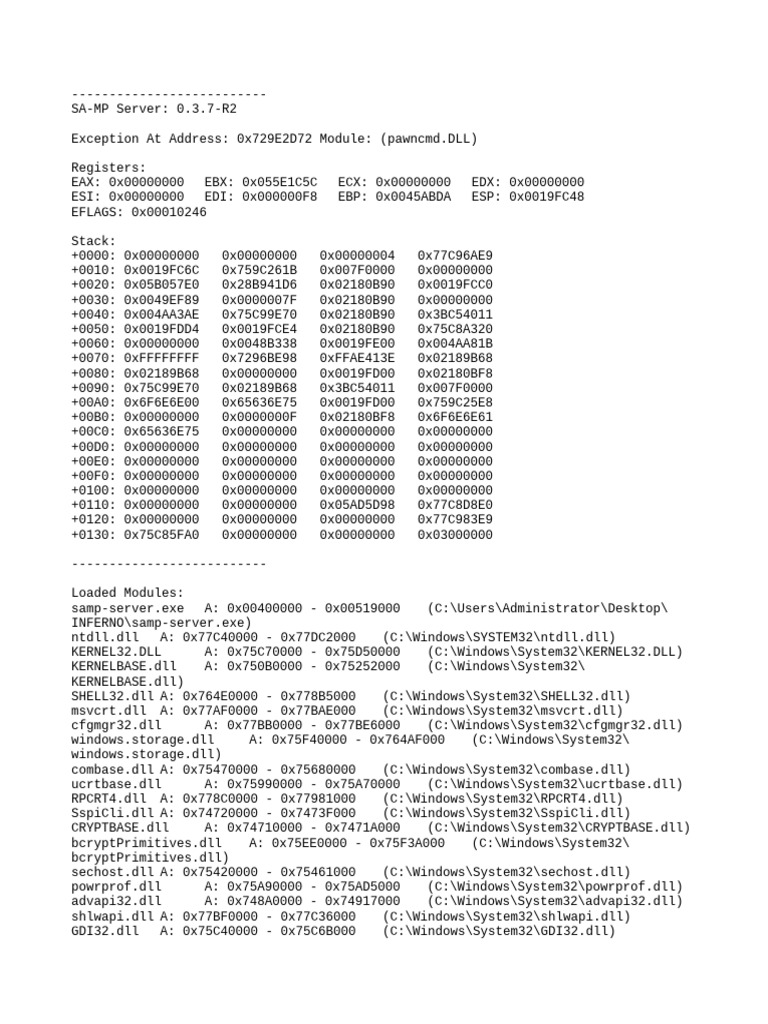 crashinfo | PDF | Computer Architecture | Computer Libraries