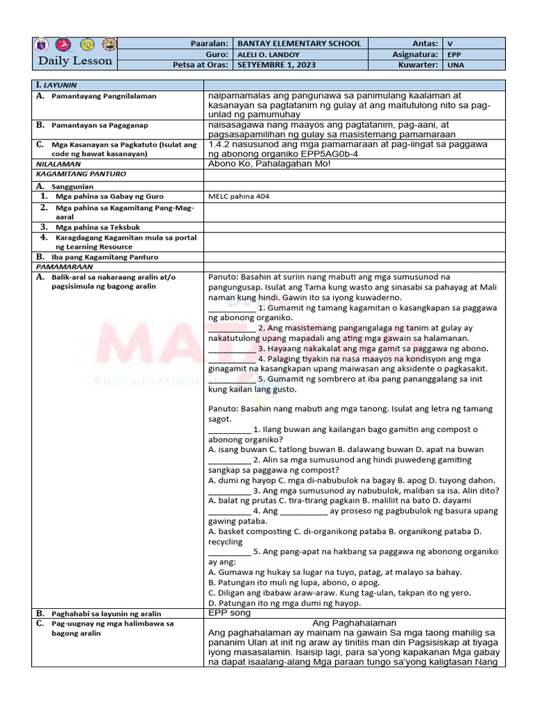 DLL Epp 5 q1, w1, d3 | PDF
