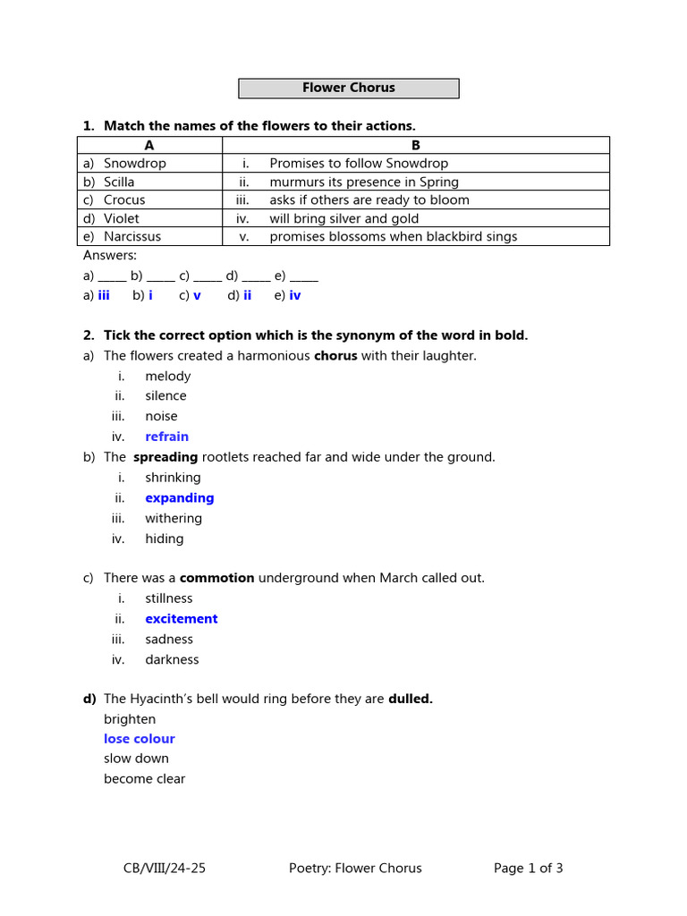 Flower Chorus: Poem Analysis Guide | PDF | Psychological Resilience ...
