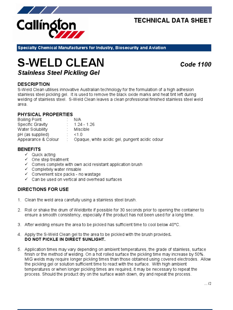 S Weld Clean | PDF | Stainless Steel | Welding