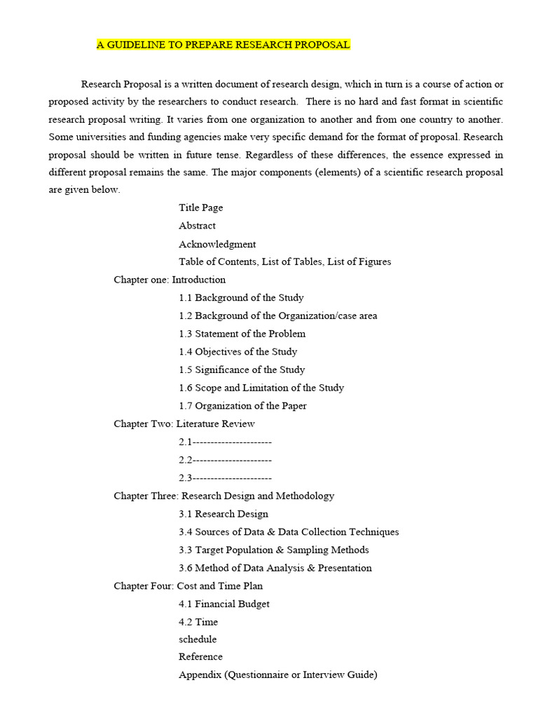 Short and Brief Proposal Guideline | PDF | Methodology | Table Of Contents
