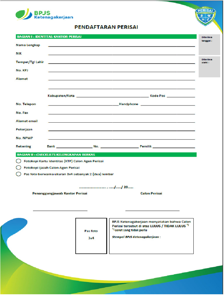 Formulir Kantor Perisai & Perisai (Wajib Bagi Perisai) | PDF