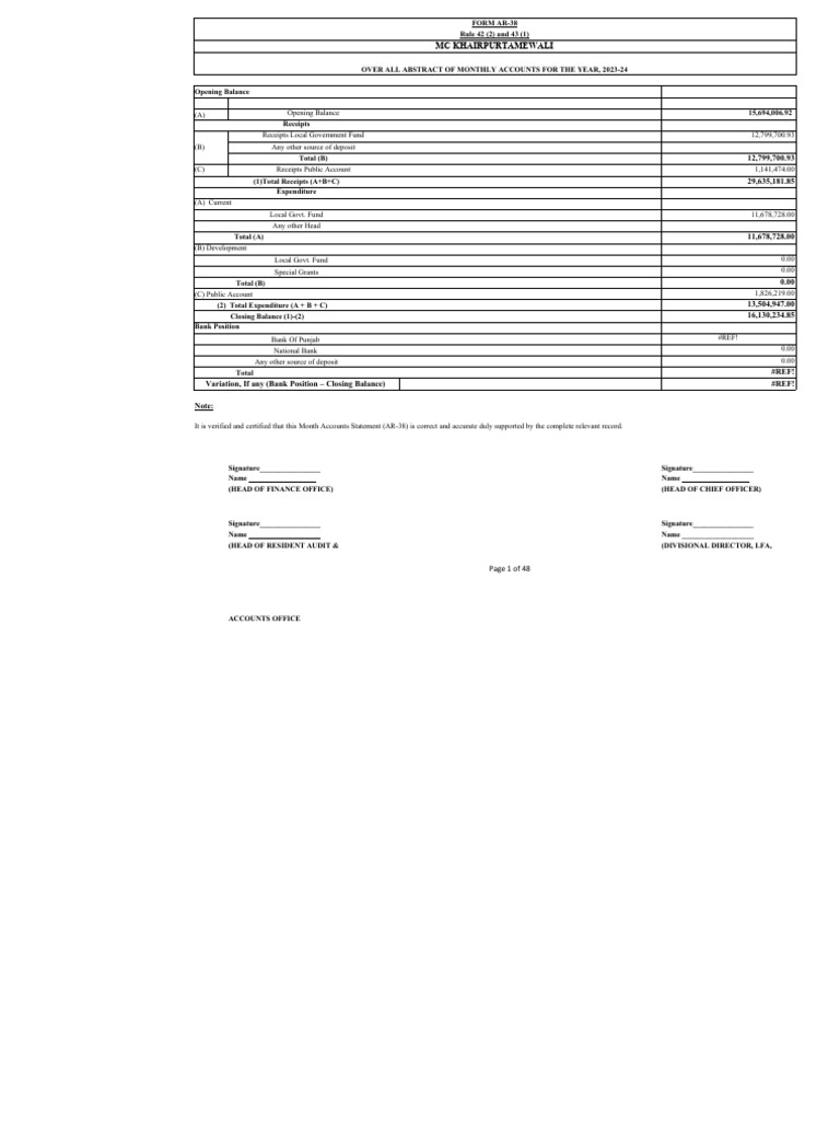 Sample Performa For Annual Accounts 2023-24 | PDF | Taxes | Banks
