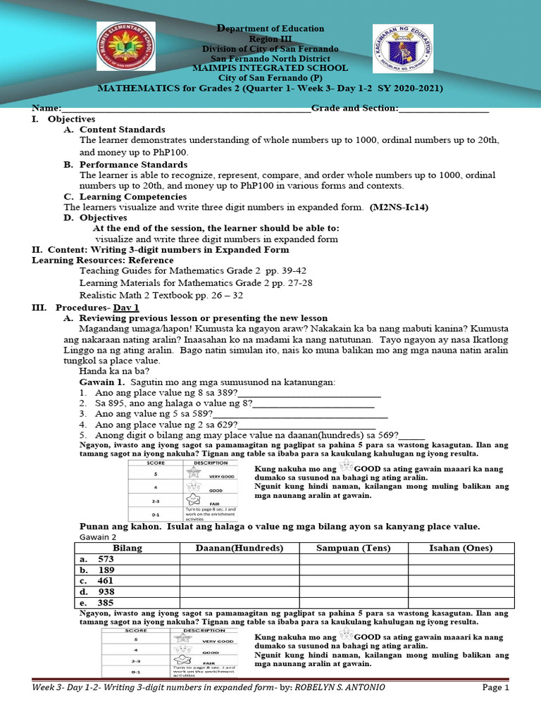 editedDLP MATH 2 WEEK 3 MELC 5 Day 1-2-QA RODEL | PDF