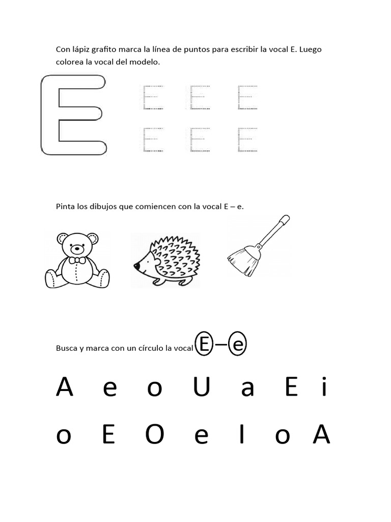 Actividades educativas con la vocal E | PDF | Arte