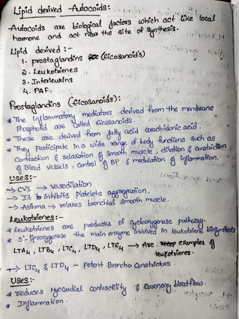 Lipid-Derived Autocoids Overview | PDF