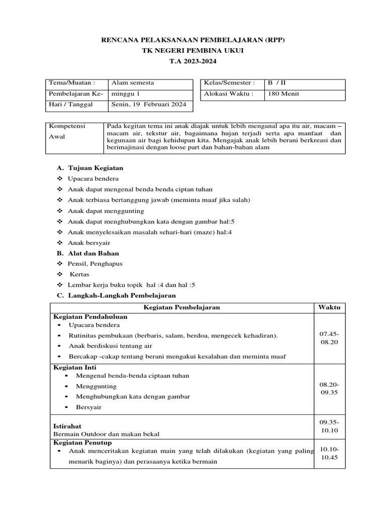 Rencana Pelaksanaan Pembelajaran (RPP) TK Negeri Pembina Ukui T.A 2023 ...