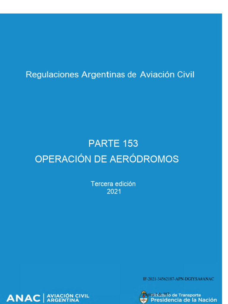 RAAC Parte 153: Operación de Aeródromos | PDF | Aeropuerto | Pista