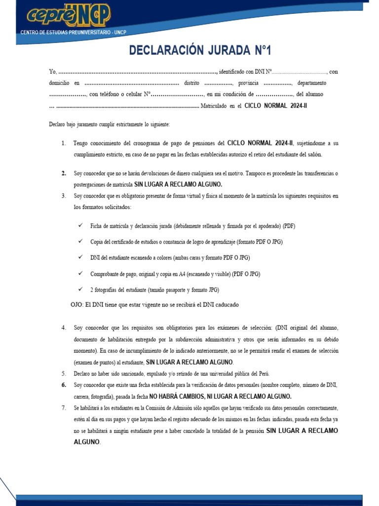 Declaracion 5 | PDF | Documento de identidad