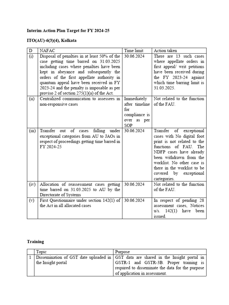 FY 2024-25 Interim Action Plan Overview | PDF | Computing