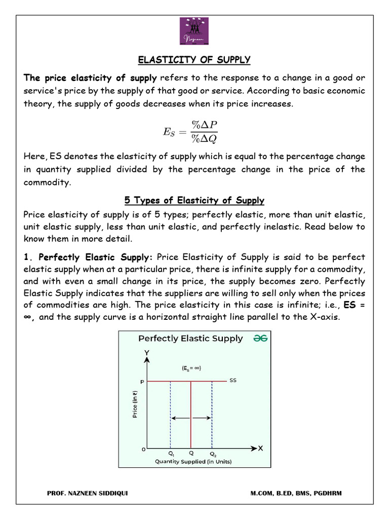 ELASTICITY OF SUPPLY | PDF | Elasticity (Economics) | Price Elasticity Of Demand